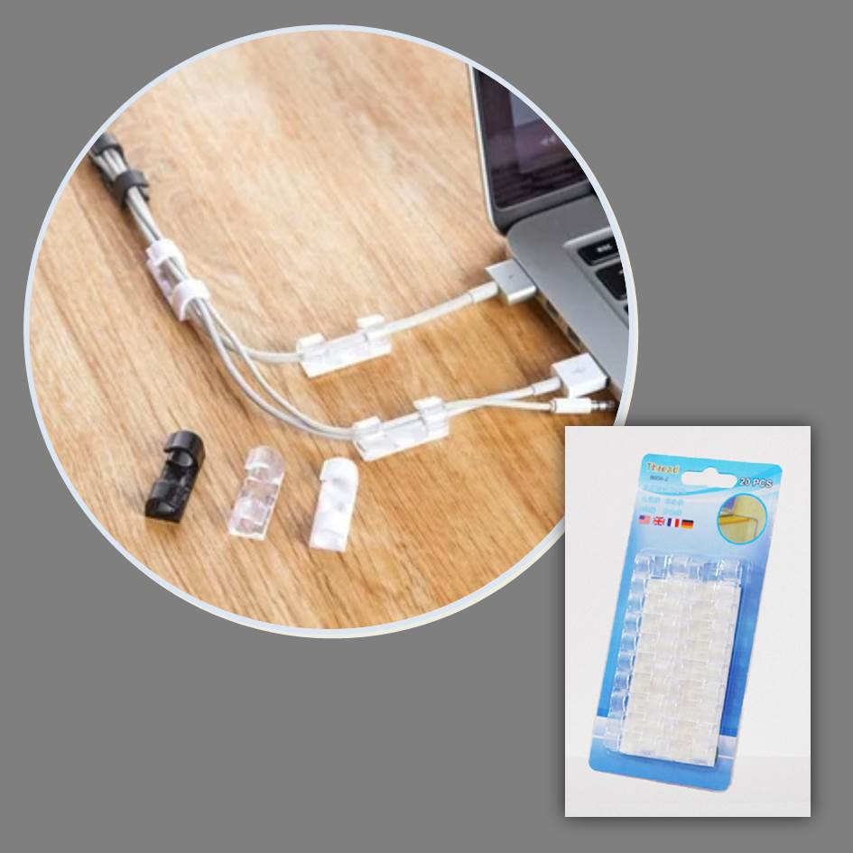 Jual 1set isi 20pcs Kabel Organiser Kabel Stik Mandiri Klip Klem Kabel ...