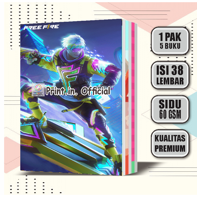 Jual Buku Tulis Custom Free Fire 38 Lembar (5Pcs) / Buku Tulis Sekolah ...