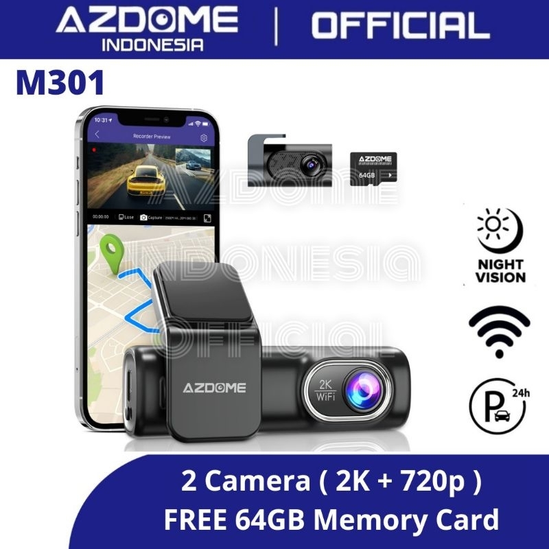 Jual Azdome M301 2K Dashcam Car Camera Dash Cam Kamera Mobil | Shopee ...