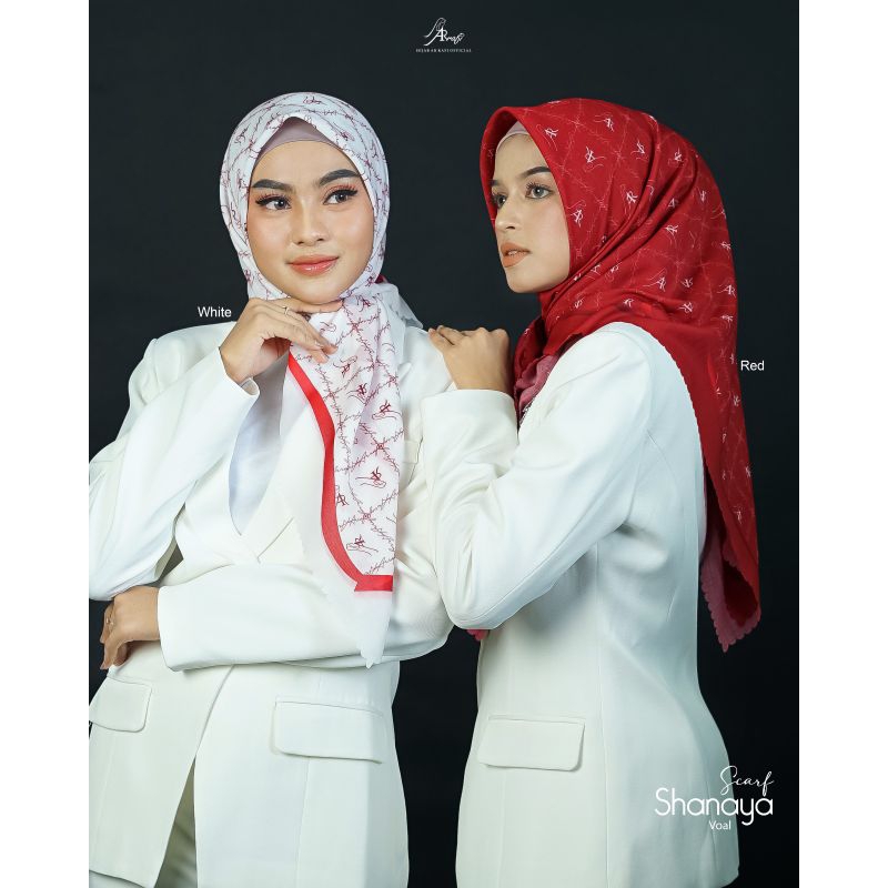 Jual Arrafi Shanaya Scarf | Kerudung Jilbab Segiempat Merah Putih Motif ...