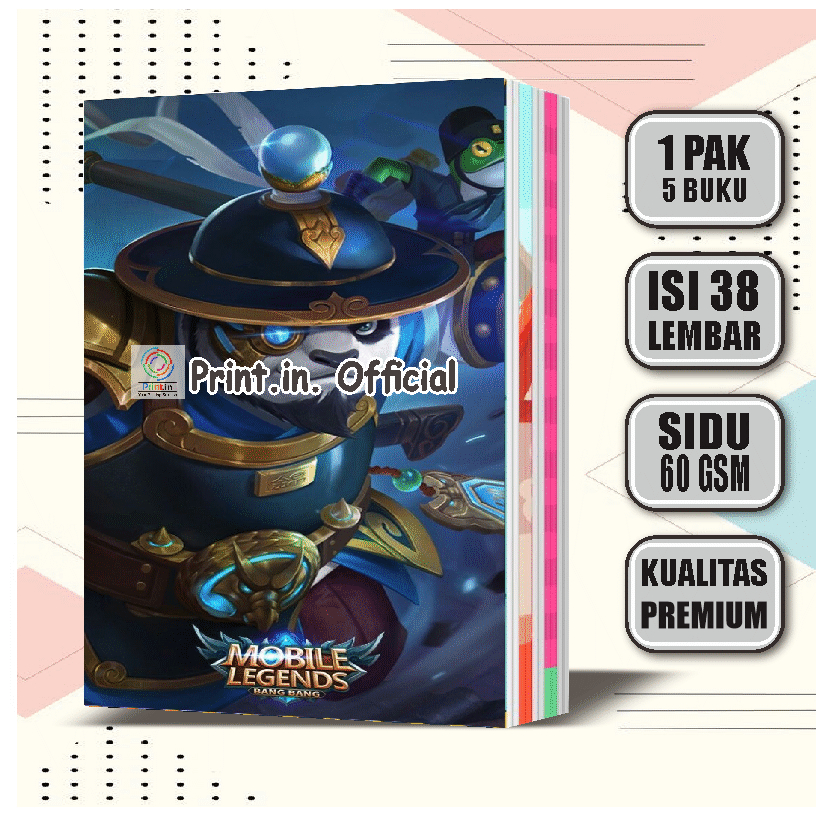 Jual Buku Tulis Custom Mobile Legend 38 Lembar / Buku Tulis Sekolah ...