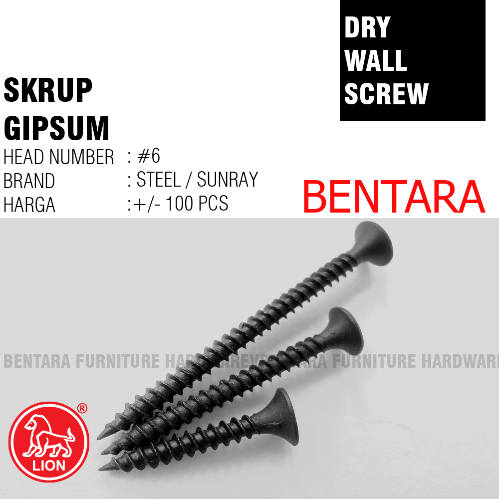 Jual 100 X SKRUP GYPSUM #6 x 40MM - SEKRUP 4 CM SUNRAY / STEEL DRYWALL GIPSUM (#6 x 1-1/2 ...