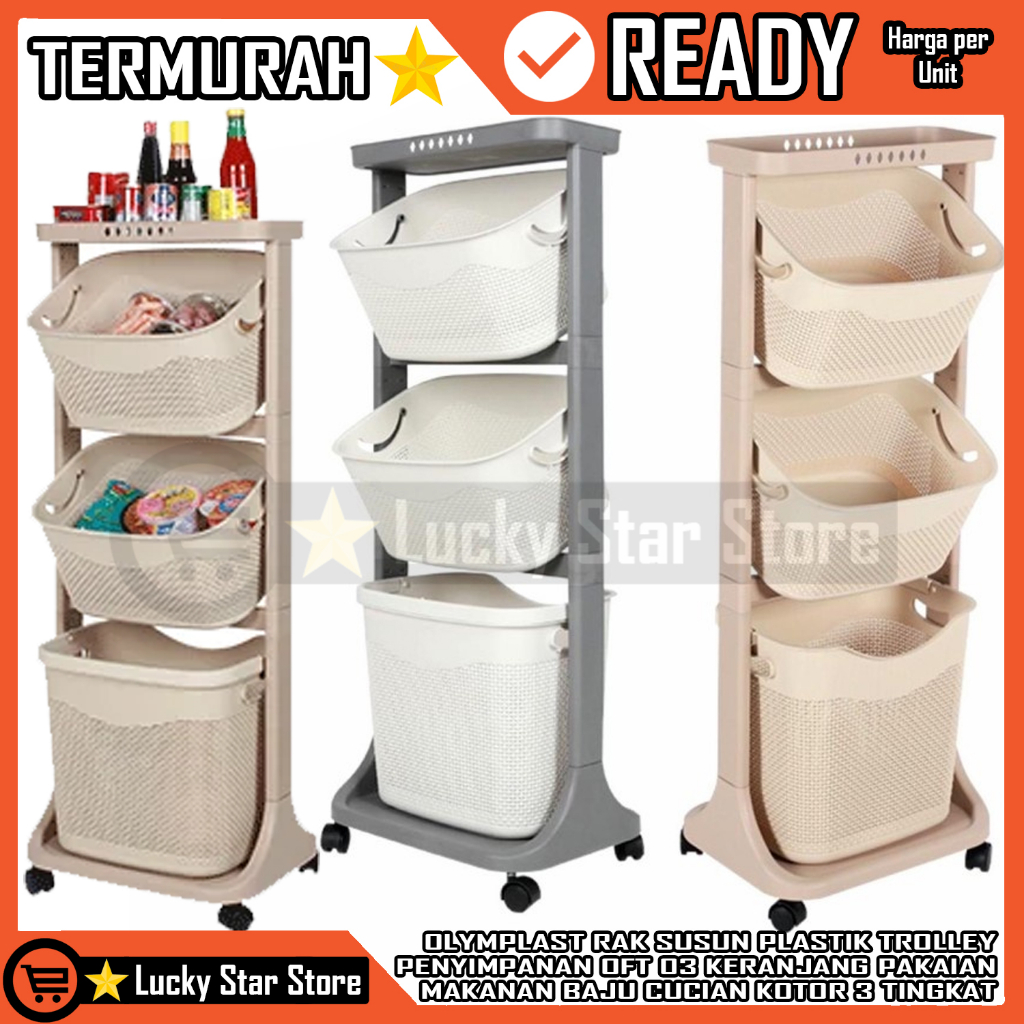 Jual OLYMPLAST RAK SUSUN PLASTIK RODA TROLI FLEXIBLE TROLLEY OFT 03 ...