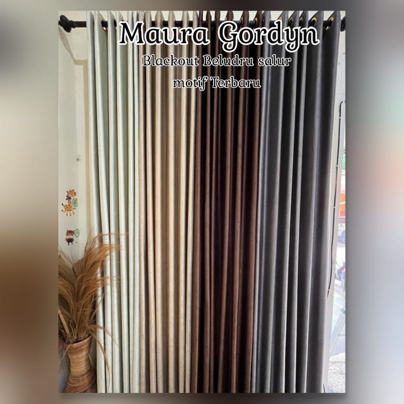 Jual Gordyn blackout 90% Beludru Motif Salur TERBARU | Shopee Indonesia