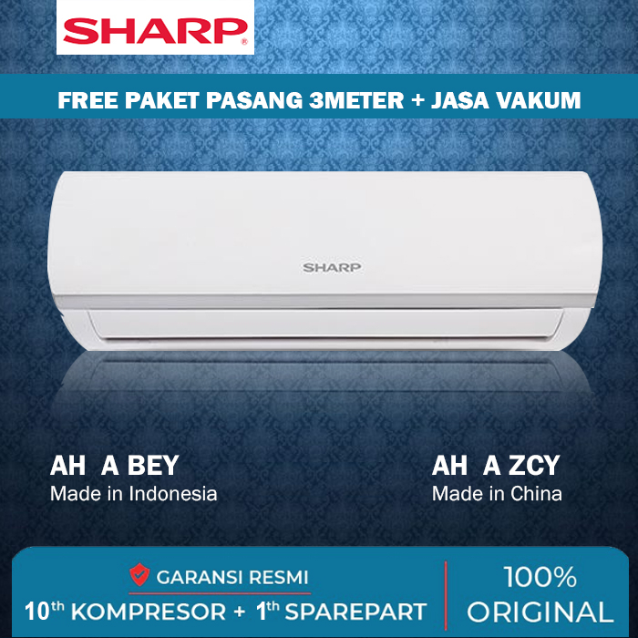 Jual ac sharp 1/2 pk - 3/4 pk - 1 pk - 1.5 pk - 2pk FREE paket pasang ...