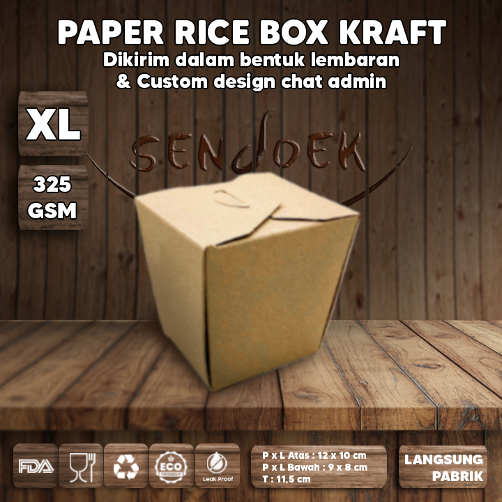 Jual PAPER FOOD PAIL SIZE XTRA LARGE | KRAFT FULL LAMINASI | PAPER RICE ...