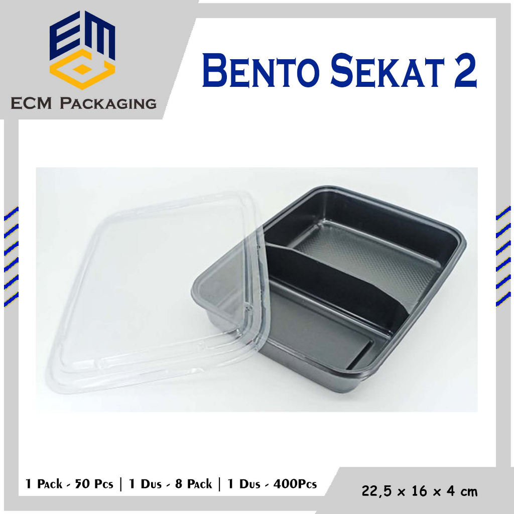 Jual MIKA BENTO SEKAT 2 50PCS | BOX BENTO SKAT 2 | KOTAK BENTO HITAM ...
