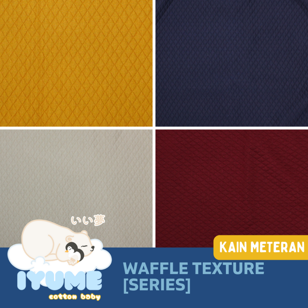 Jual BAHAN KAIN WAFFLE TEXTURE POLOS METERAN KOTAK [WAFER SERIES l ...
