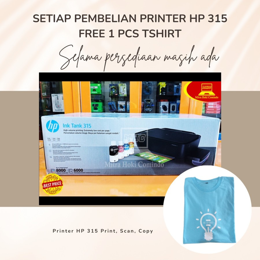 Jual Printer HP Ink Tank 315 All-in-One Print Scan Copy Colour | Shopee ...