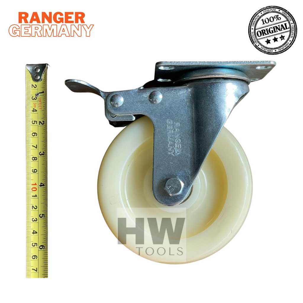 Jual Roda Troli Gepeng Nilon Rem 5 Inch Swivel Brake Castor Wheel 5 ...