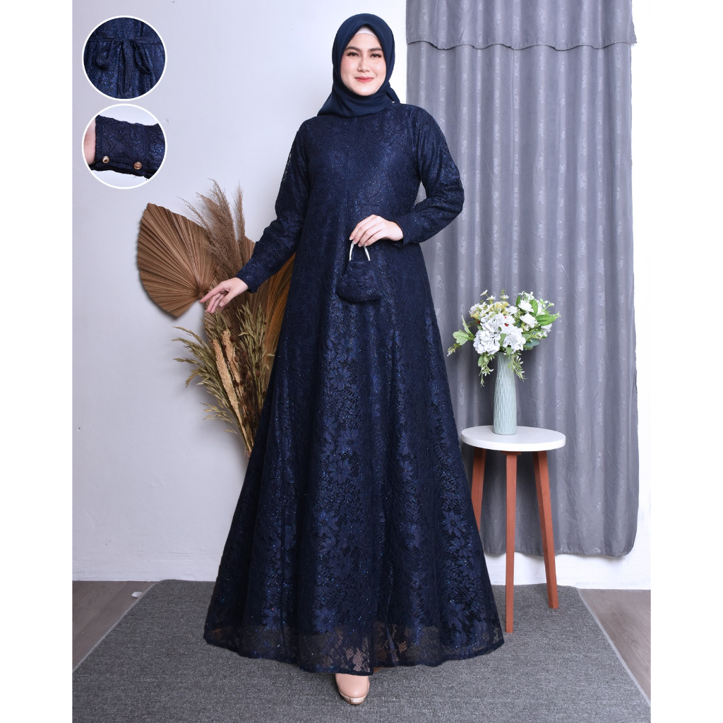Jual Gamis Wanita Jumbo Burkat Busui-Dress Kondangan Cewek Kekinian ...
