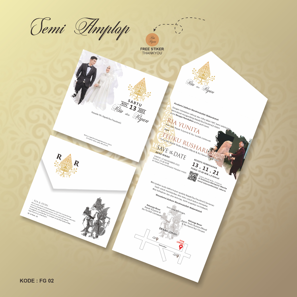 Jual undangan pernikahan Semi Amplop lipat 3 free foto | Shopee Indonesia