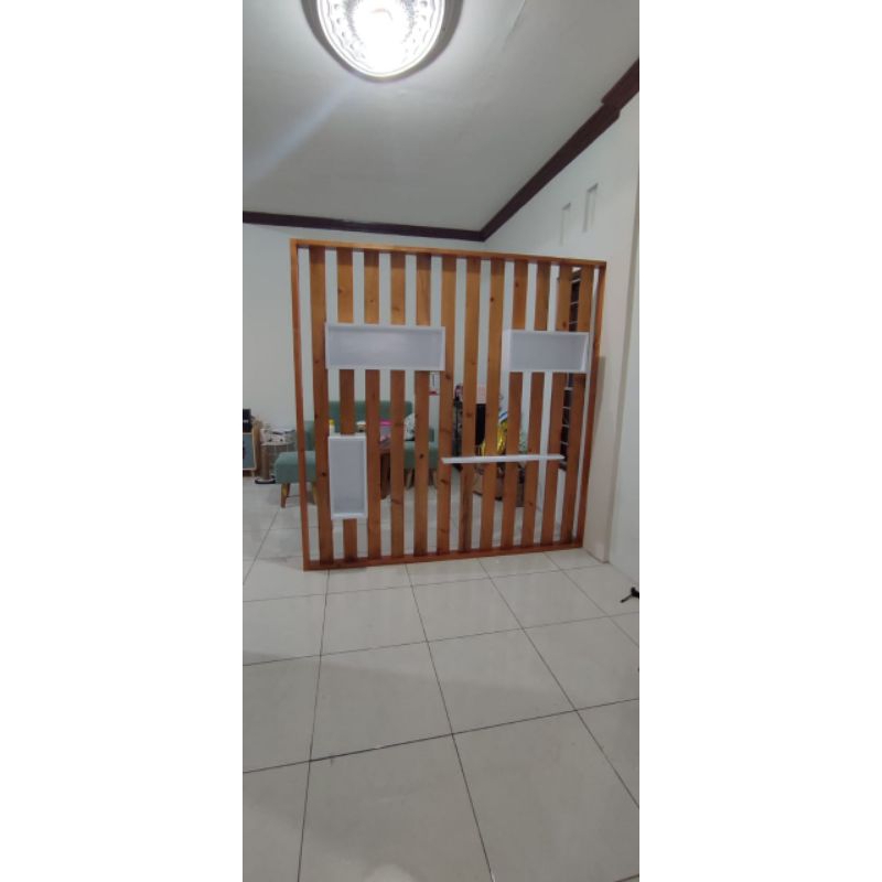 Jual partisi sekat ruangan minimalis kombinasi duco kayu solid | Shopee ...