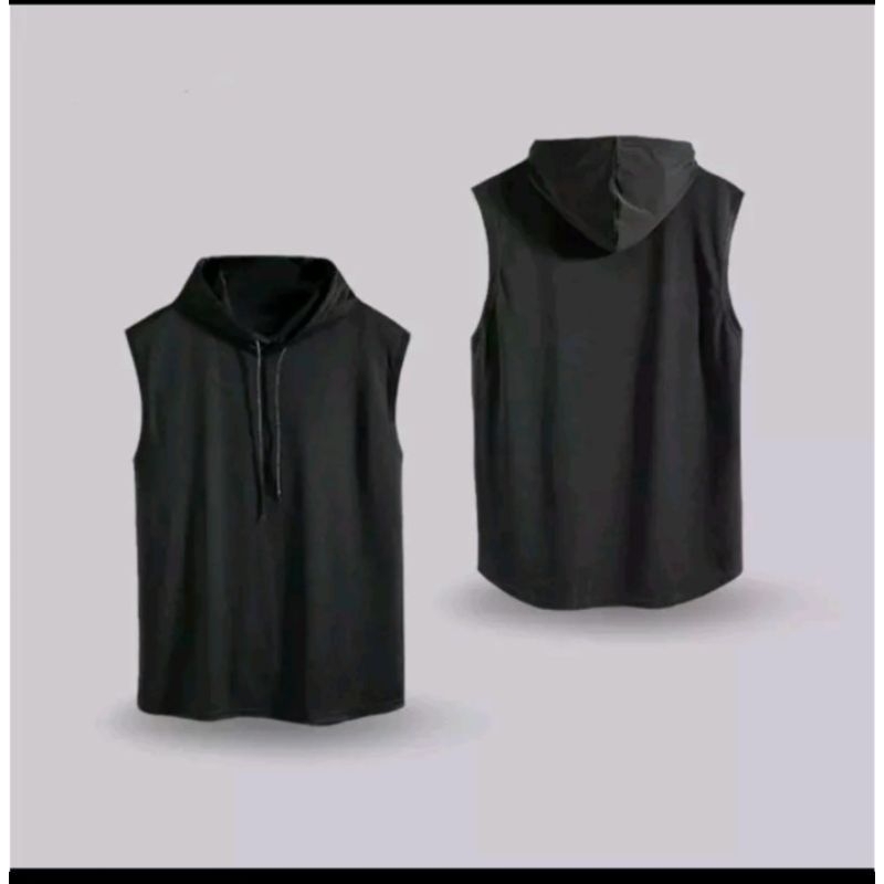 Jual ( Tebal) Singlet Pria Hoddie Hitam Polos M - 5XL Dryfit | Shopee ...