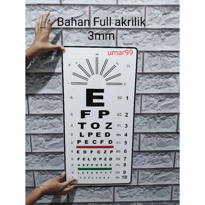 Jual snellen chart bahan full akrilik 3mm | Shopee Indonesia