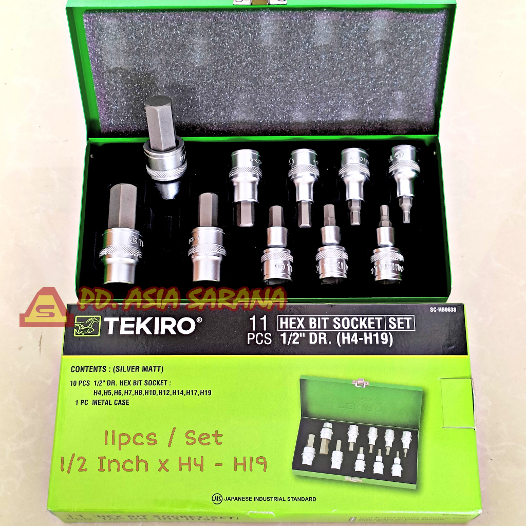 Jual Hex Bit Socket 1/2" Inch 11pcs Set TEKIRO SC-HB0638 Mata Kunci Sok L Wrench | Shopee Indonesia