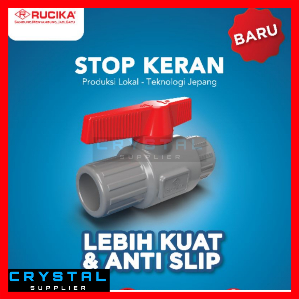 Jual STOP KRAN RUCIKA 1/2" inch PVC Polos Tanpa Drat / Ball Valve Sok Soket | Shopee Indonesia