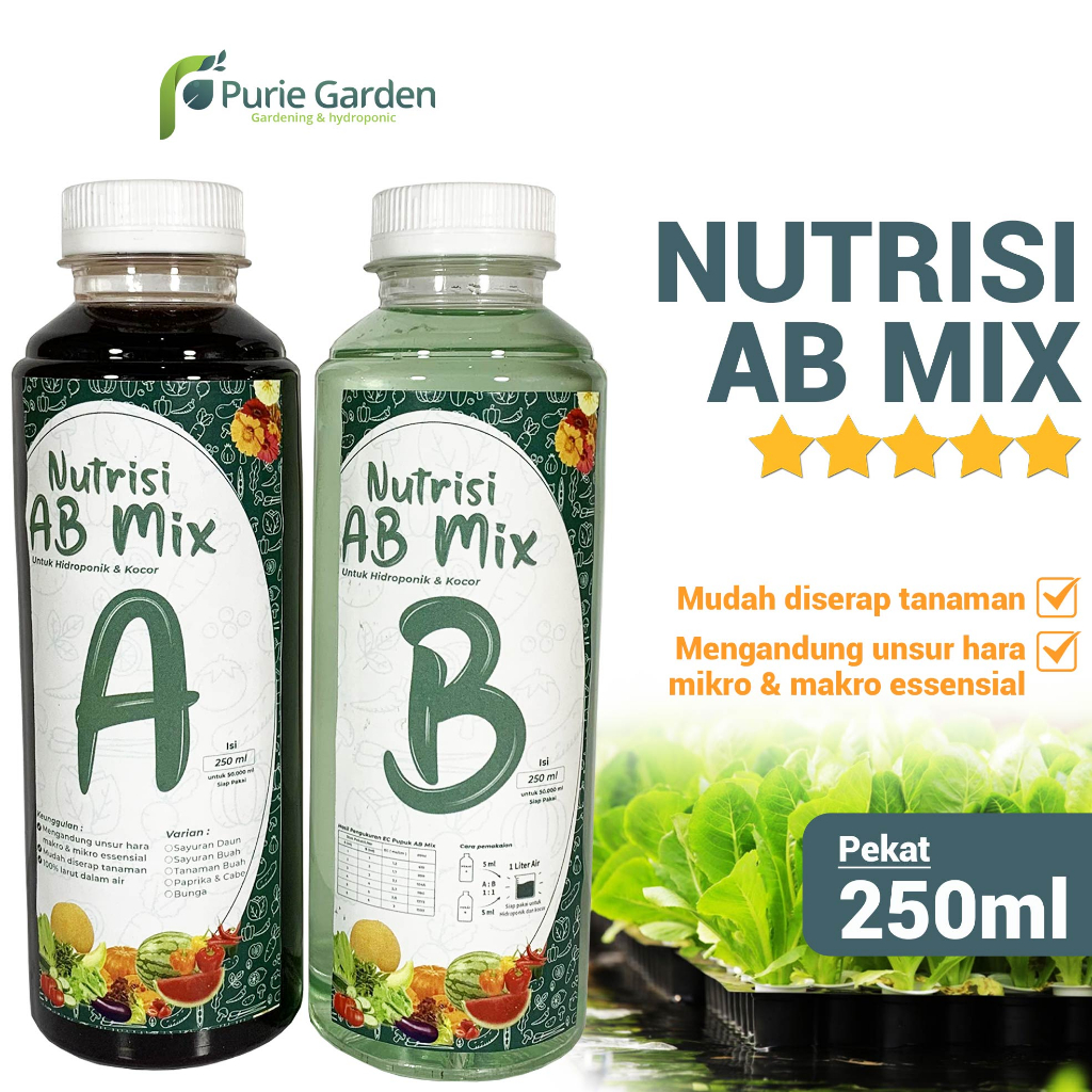 Jual Pupuk Nutrisi AB Mix Sayuran Buah Cabe Bunga Cair 250ml Pekat ...