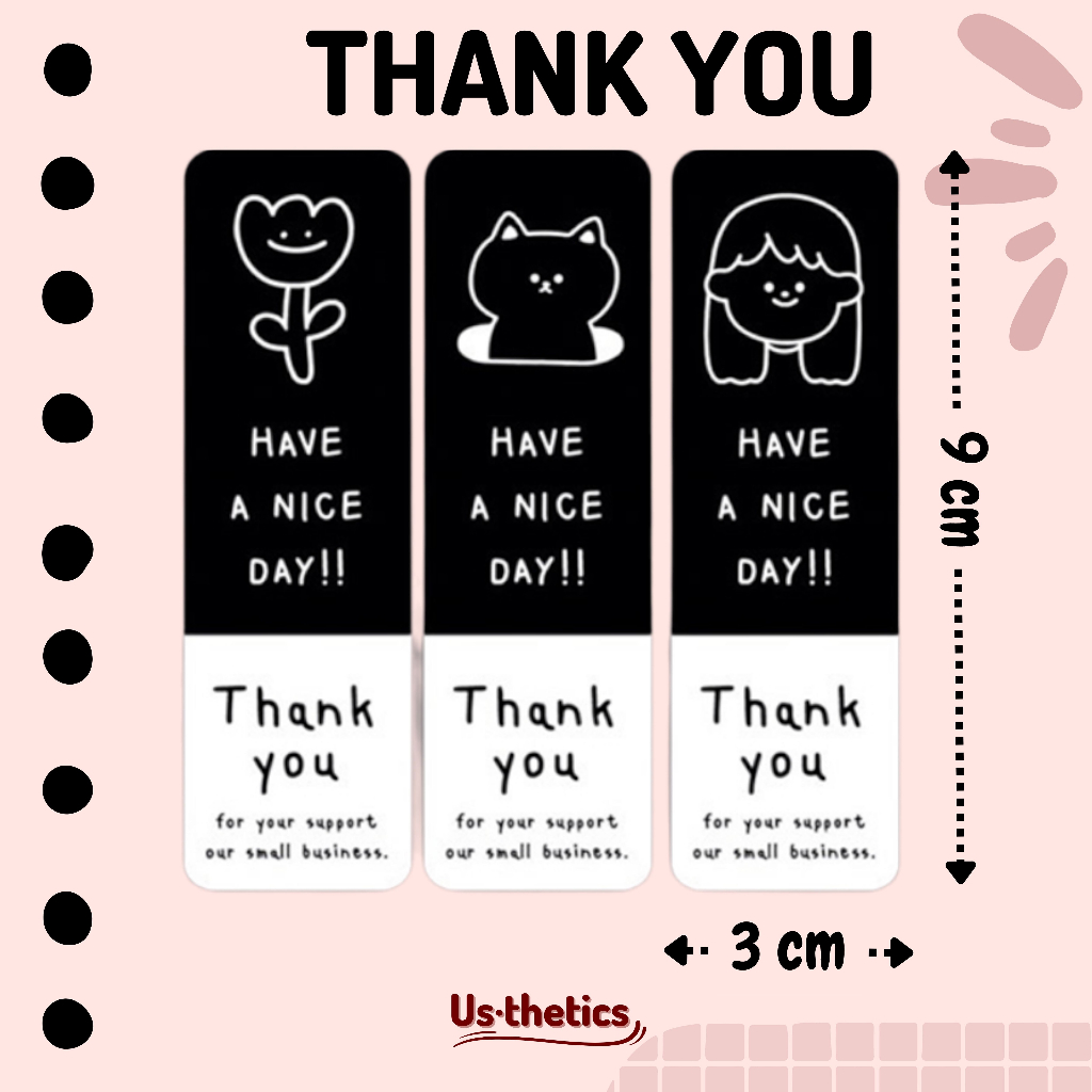 Jual (10 PCS) Sticker thank you panjang 3x9cm | stiker terima kasih ...