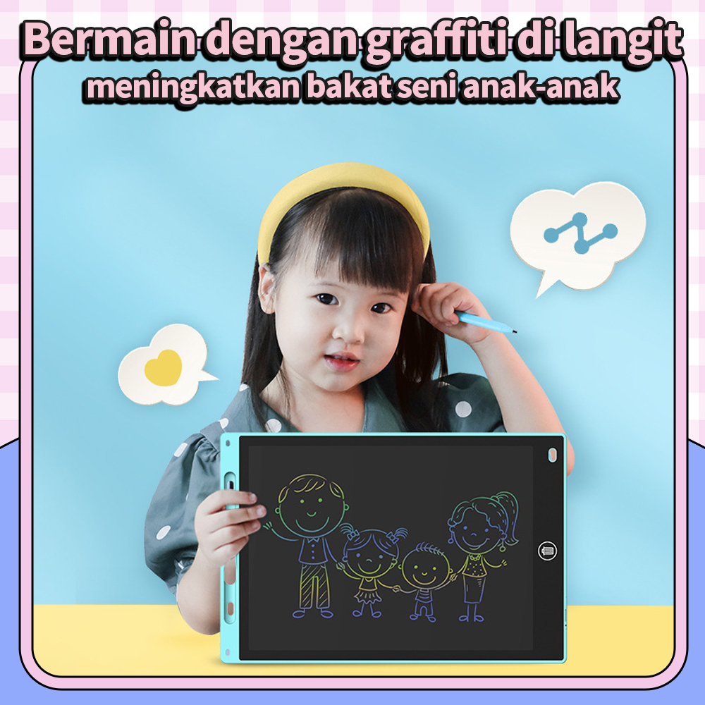 Jual LCD Drawing Writing Tablet 12 Inch berwarna Mainan Papan Tulis ...