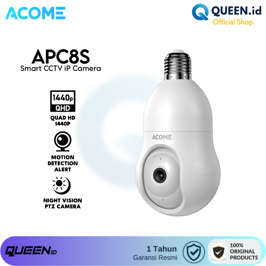 Jual ACOME APC8S Smart IP WiFi Camera CCTV 2.5K 1440P Kamera Bohlam E27 | Shopee Indonesia