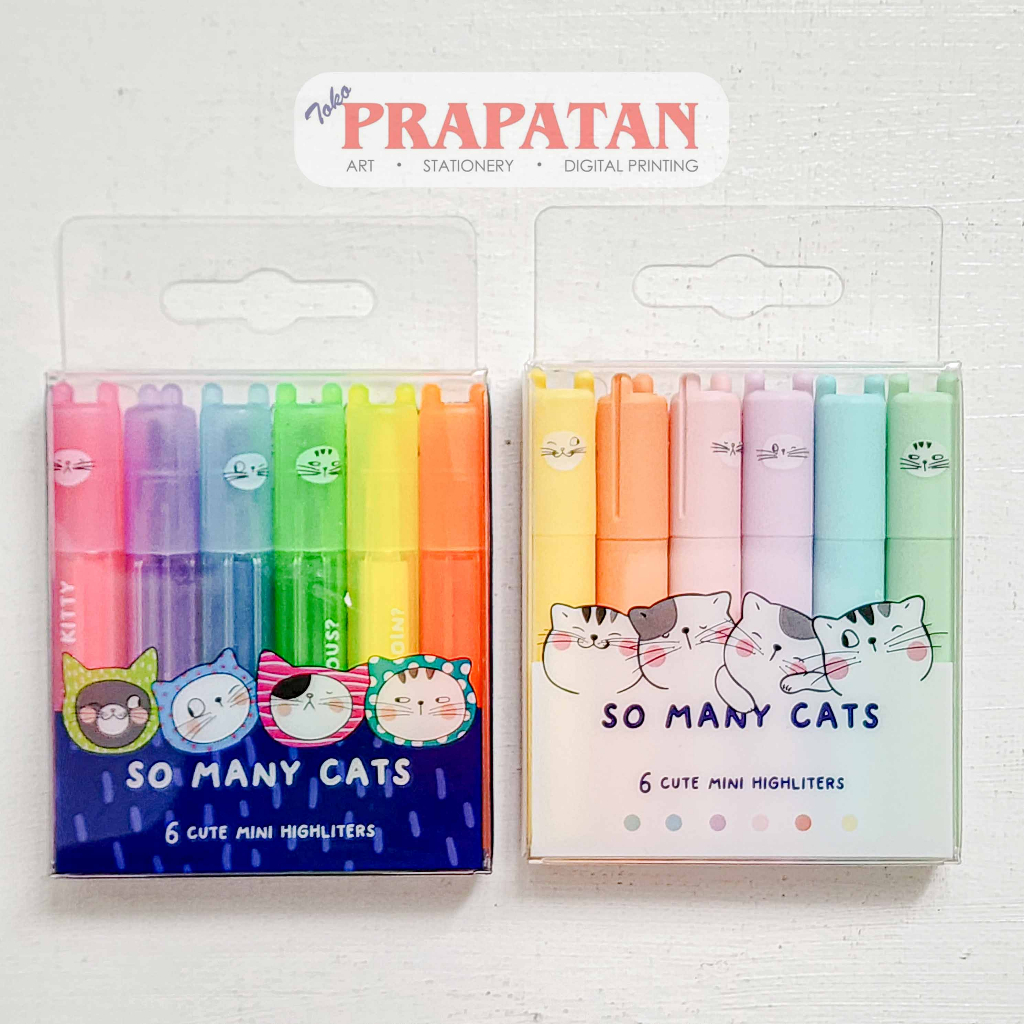 Jual M&G So Many Cats Cute Mini Highlighters 6C | Penanda Warna | Shopee Indonesia