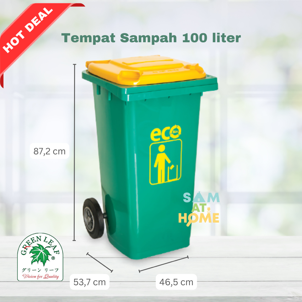 Jual Tempat Sampah Tong Sampah BIO Besar 100 liter + roda Greenleaf 9955 | Shopee Indonesia