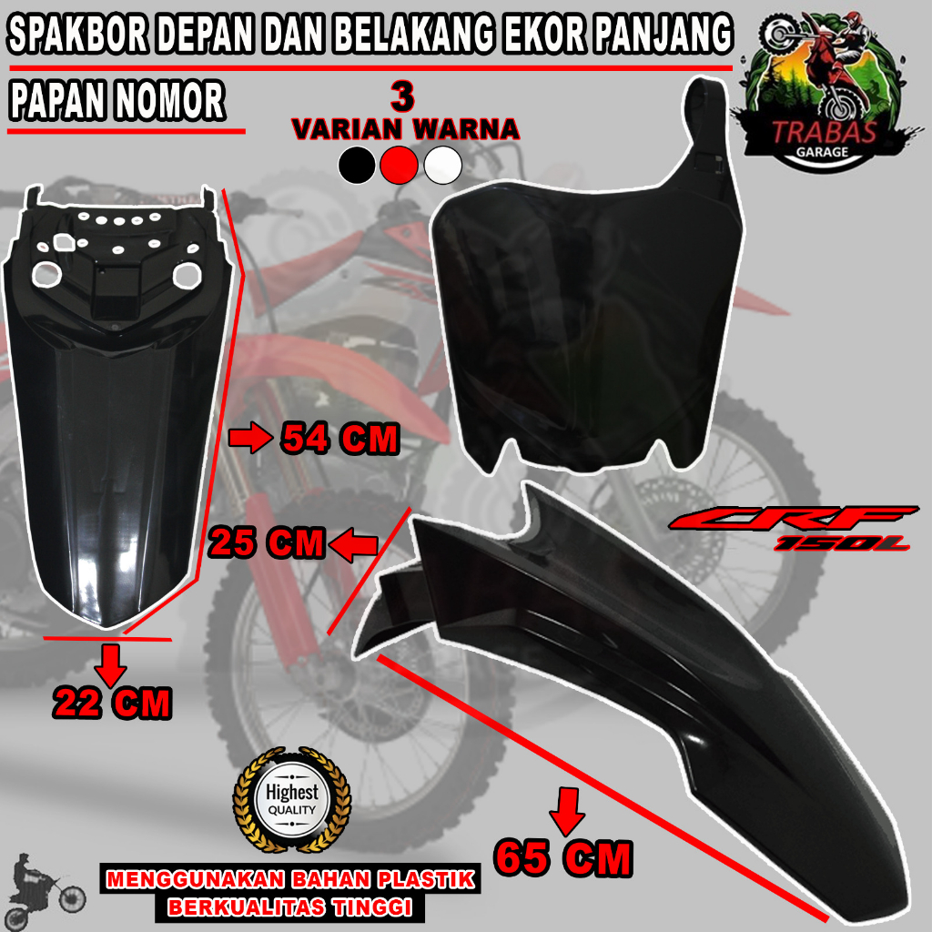 Jual SPAKBOR SET DEPAN BELAKANG PAPAN NOMOR CRF 150 250 PLAT NOMER START HONDA MOTOR CROSS TRAIL ...