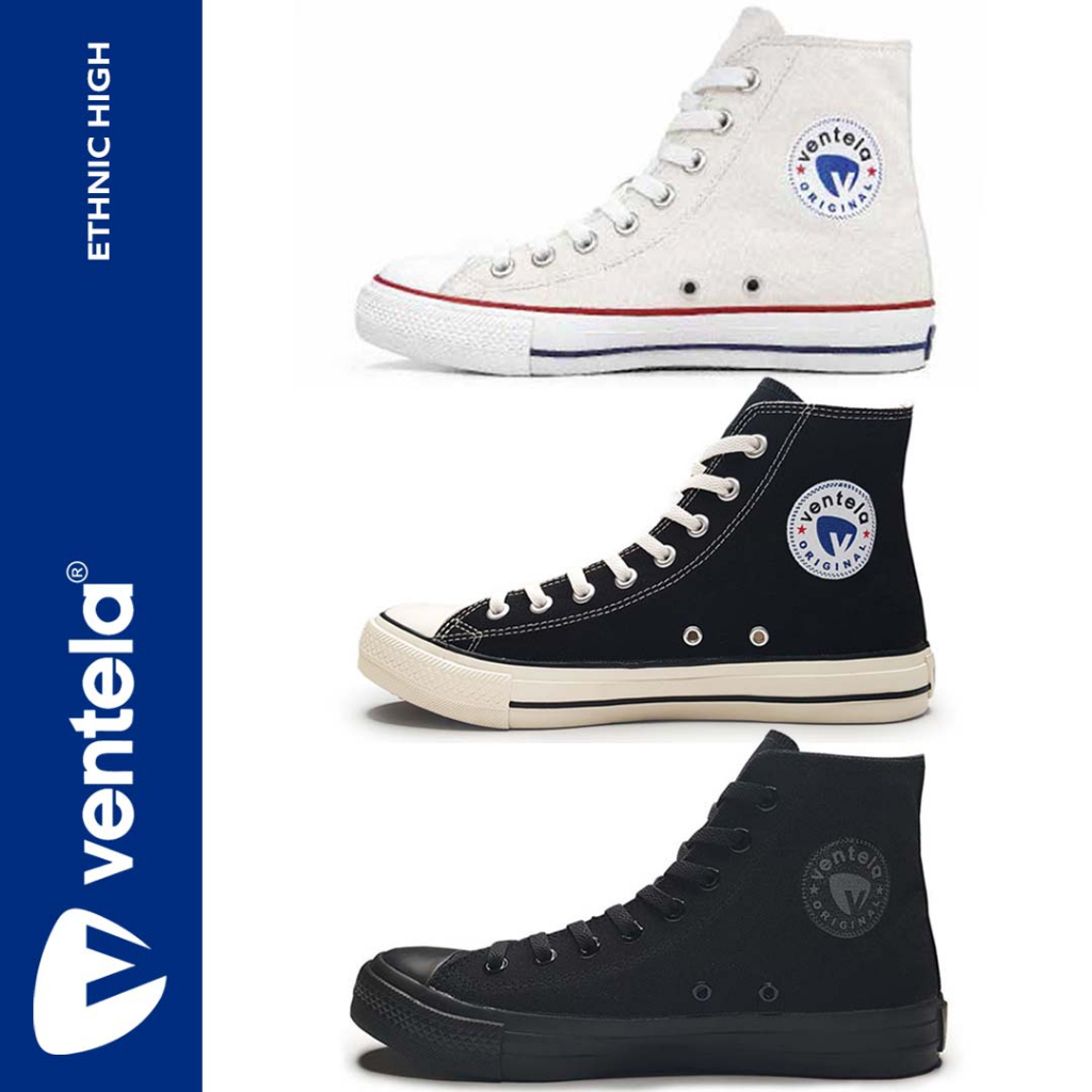 Jual SEPATU VENTELA ETHNIC HIGH BLACK NATURAL / ALL BLACK / WHITE | Shopee Indonesia