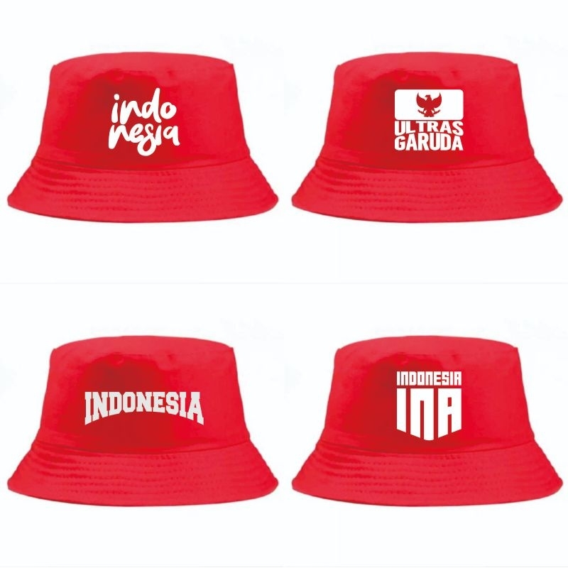 Jual Topi Bucket model desain Indonesia 17 agustusan sablon polyflex ...