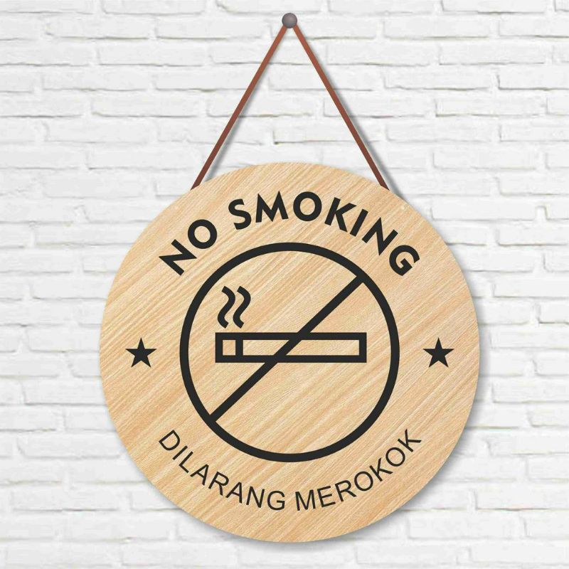 Jual No smoking area, dilarang merokok signboard sign board bulat ...