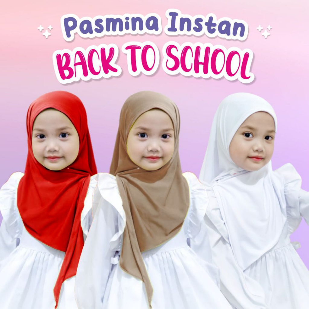 Jual Hijab Back To Schoool l Pashmina Instant Anak I Pastan Anak ...