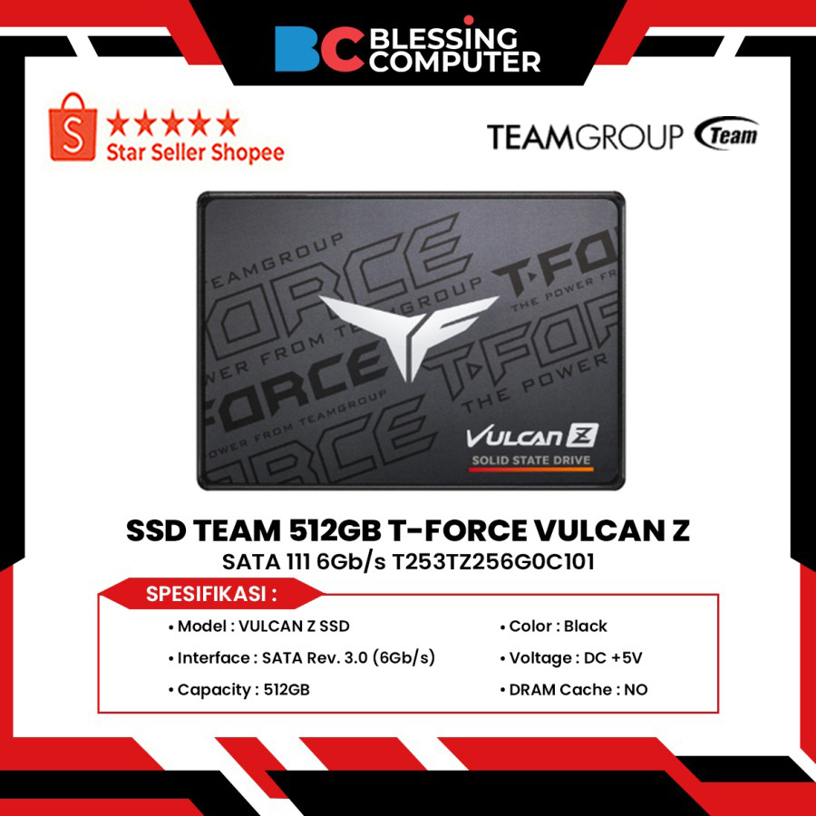 Jual SSD TEAM 512GB T-FORCE VULCAN Z SATA 111 6Gb/s T253TZ512G0C101 ...