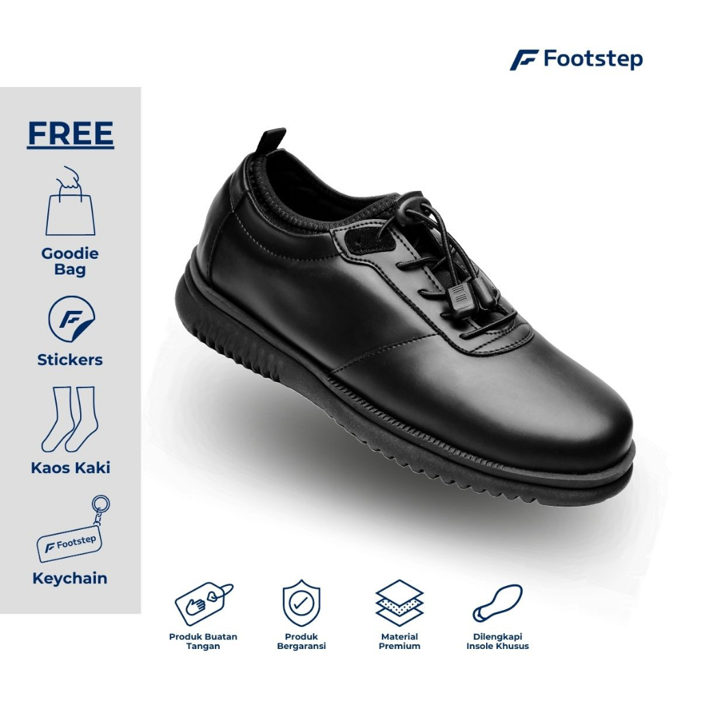 Jual Sepatu Casual Formal Pria - Footstep Footwear Taruna Putra Black ...