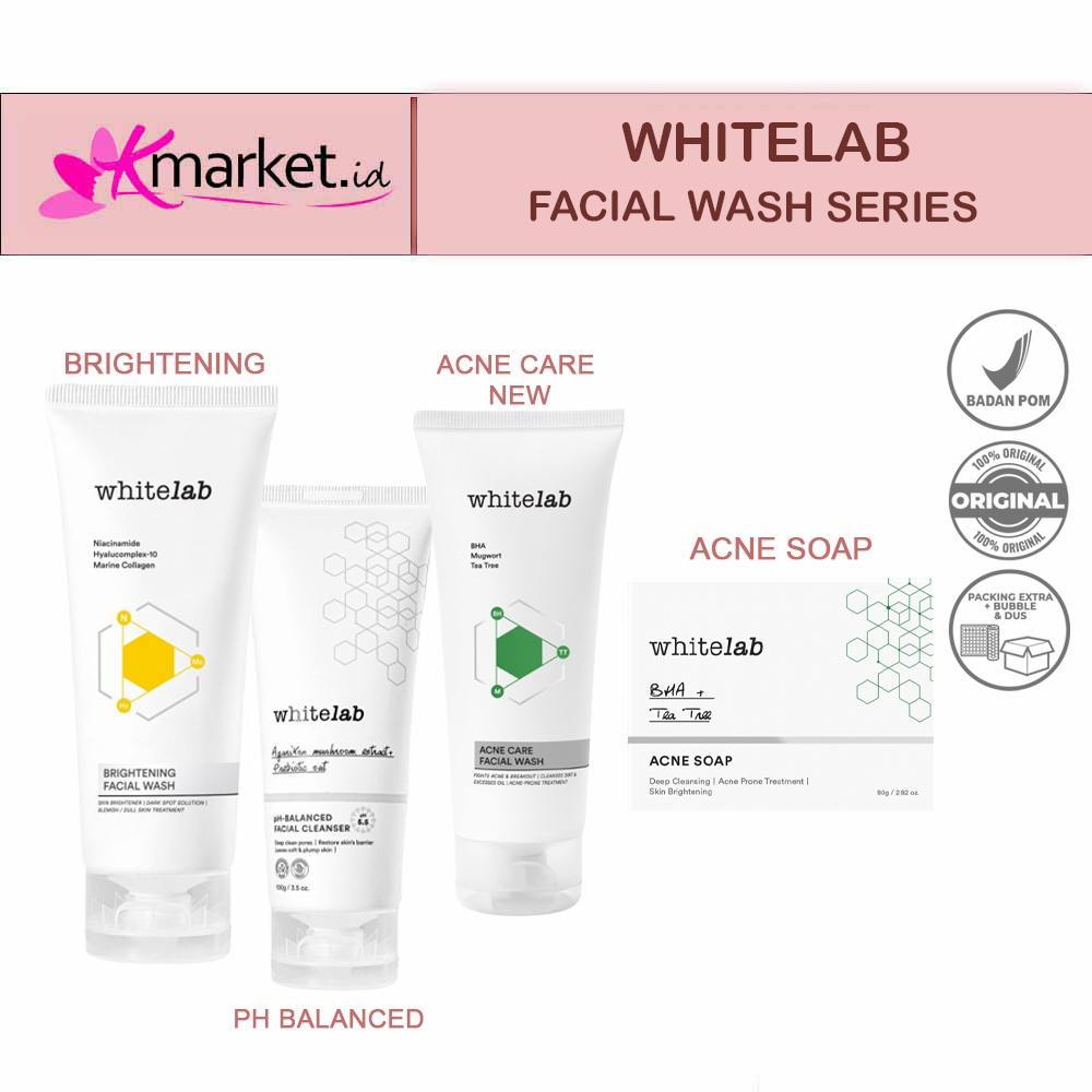 Jual [BPOM] Whitelab Facial Wash [Brightening | Acne | Acne Soap | PH ...