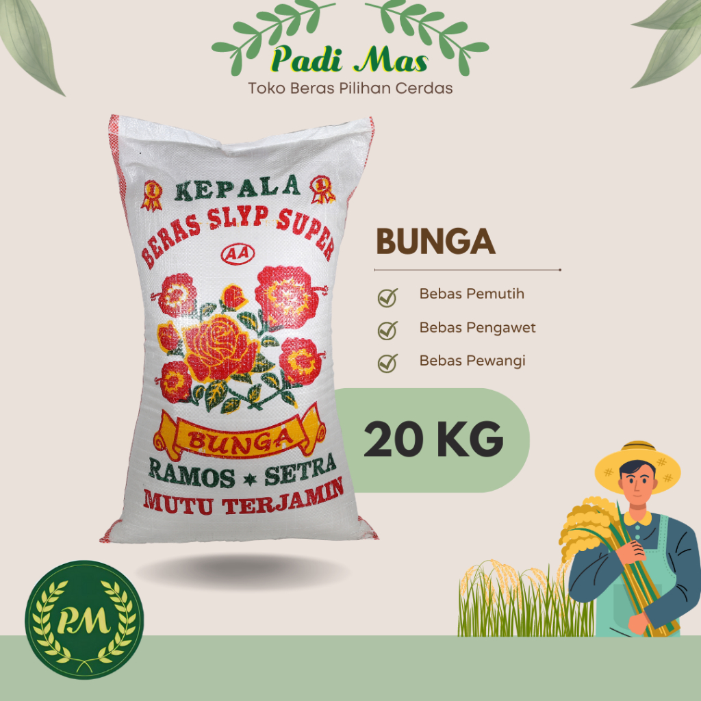 Jual Beras Bunga 20kg / Beras cap Bunga 20 kg / Beras Ramos merk BUNGA ...