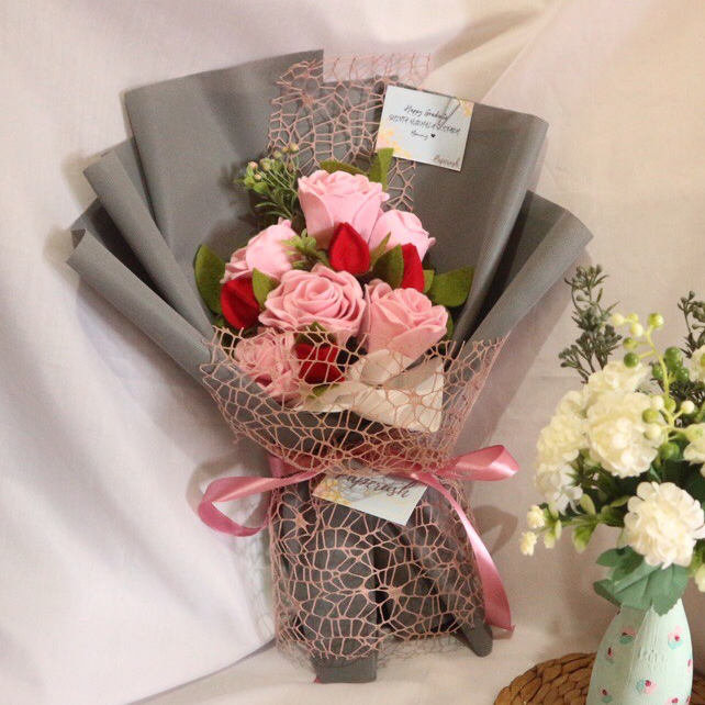 Jual PAPERUSH.ID Buket Bunga Flanel Mawar / Hadiah wisuda graduation ...