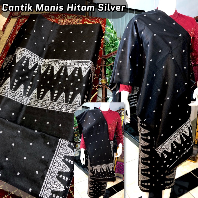 Jual Songket Tenun Cantik Manis Polos Hitam /songket tenun asli palembang /ilham songket ...