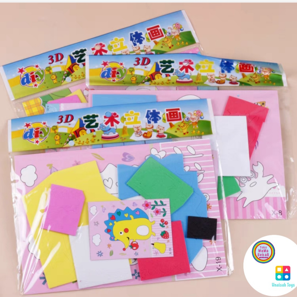 Jual Mainan Kolase Menempel DIY 3D Eva Sticker Seri X | Shopee Indonesia