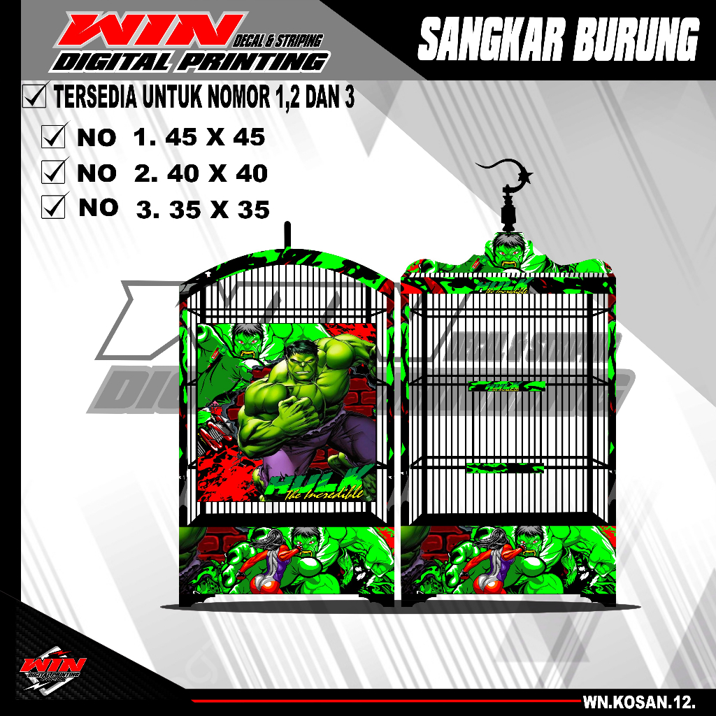 Jual Stiker Decal Sangkar Burung Kotak, Kosan, Persegi, Ebod No. 1, 2 ...