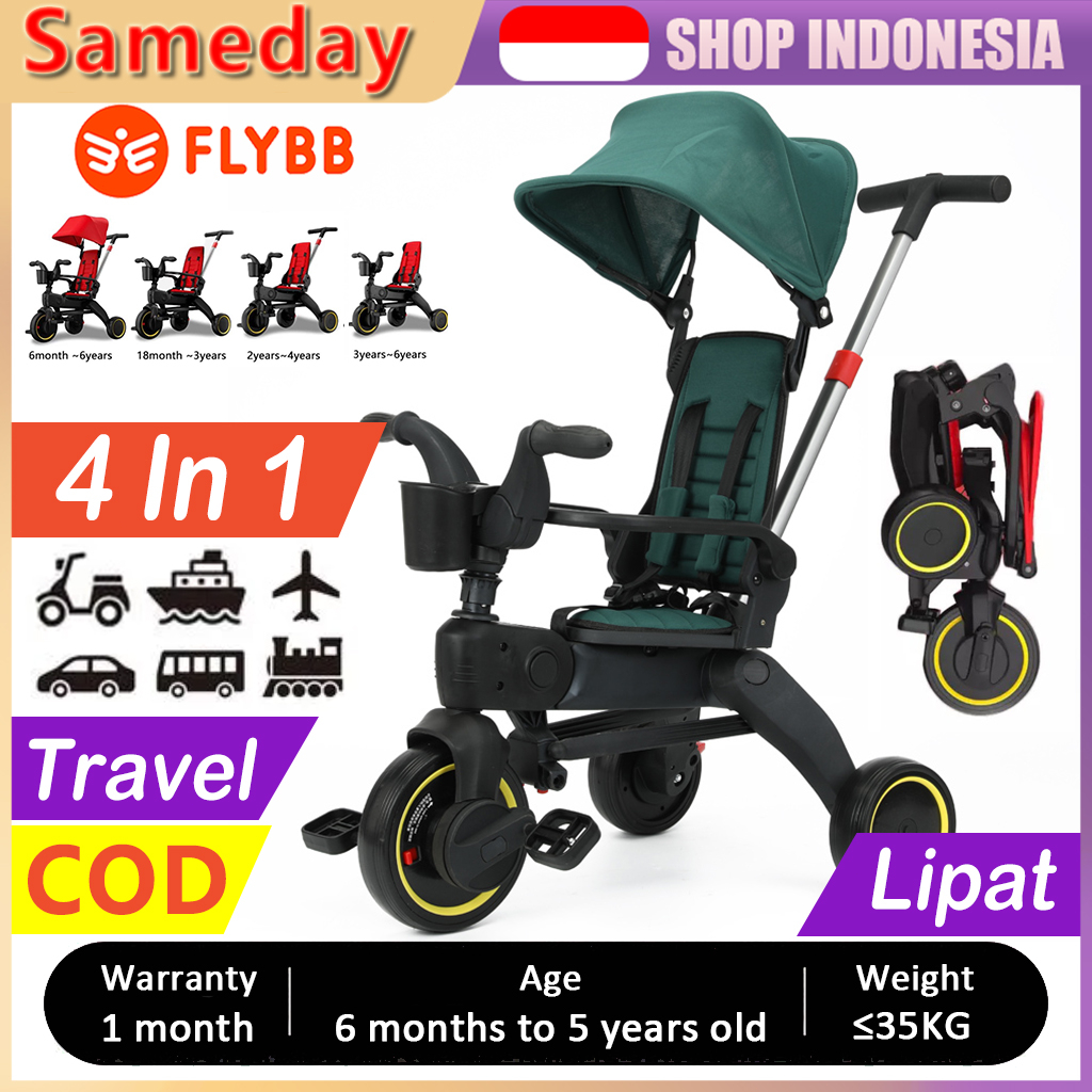 Jual FLYBB Sepeda Stroller Anak Sepeda Roda Tiga Bisa Tricycle Stroller ...