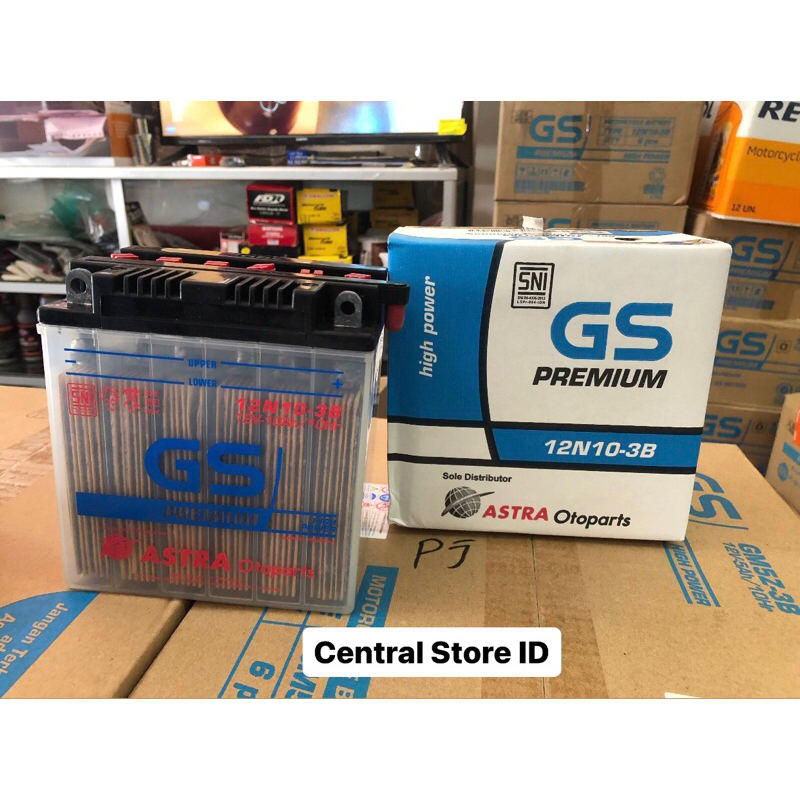 Jual AKI MOTOR GS ASTRA PREMIUM 12N10-3B 10AH (BASAH) | Shopee Indonesia