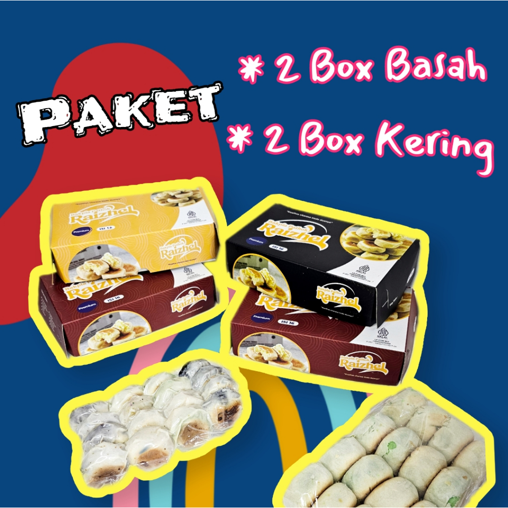 Jual [ PAKET 4 BOX ] ( Basah dan Kering ) BAKPIA RAIZHEL ISI 16 ...