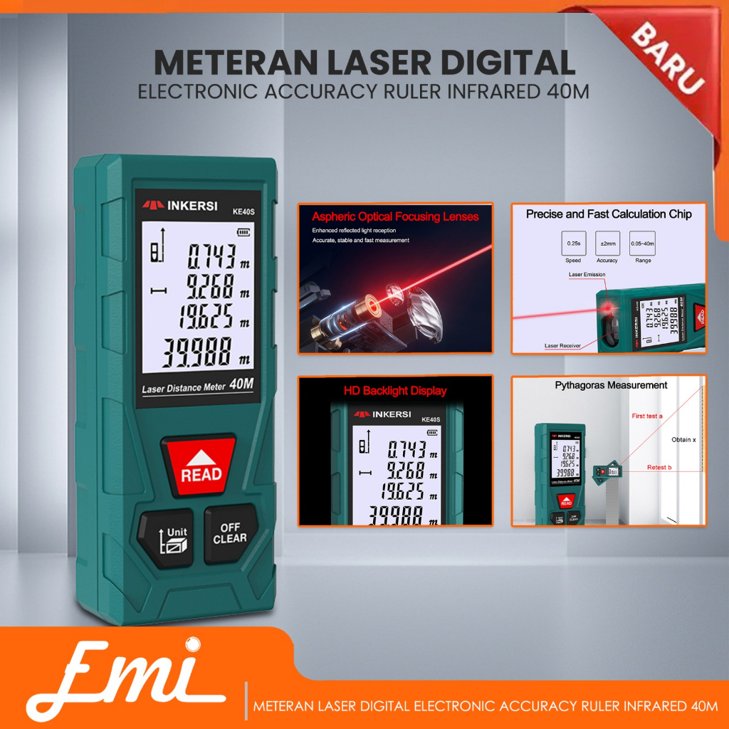 Jual Meteran Laser Digital Electronic Accuracy Ruler Infrared 40M ...