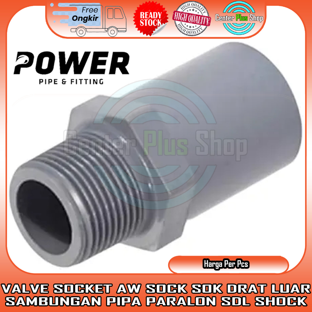 Jual Power Sok Drat Luar Pvc 2" Sdl 3” Sock Derat Valve Socket 1½” 2½ ...