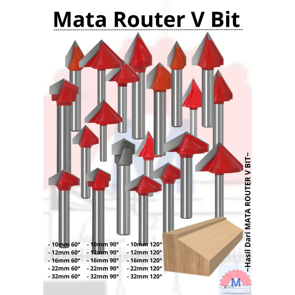 Jual Mata router CNC 3D V groove shank 6mm wood mdf dll V bit | Shopee ...
