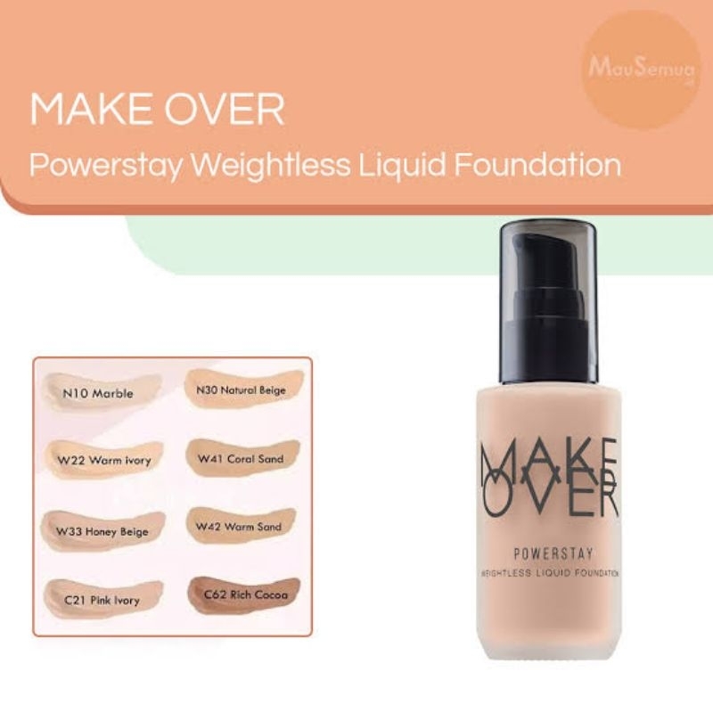 Jual MAKE OVER Powerstay WeightlessLiquid Foundation 33ml | Shopee Indonesia
