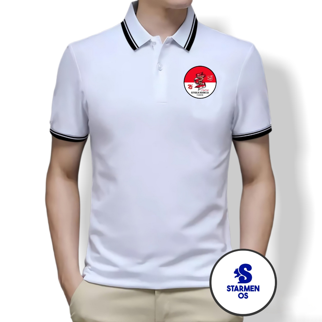 Jual Kaos Polo Shirt Pria Kerah List Putih Logo di 17 Agustus 2023 ...