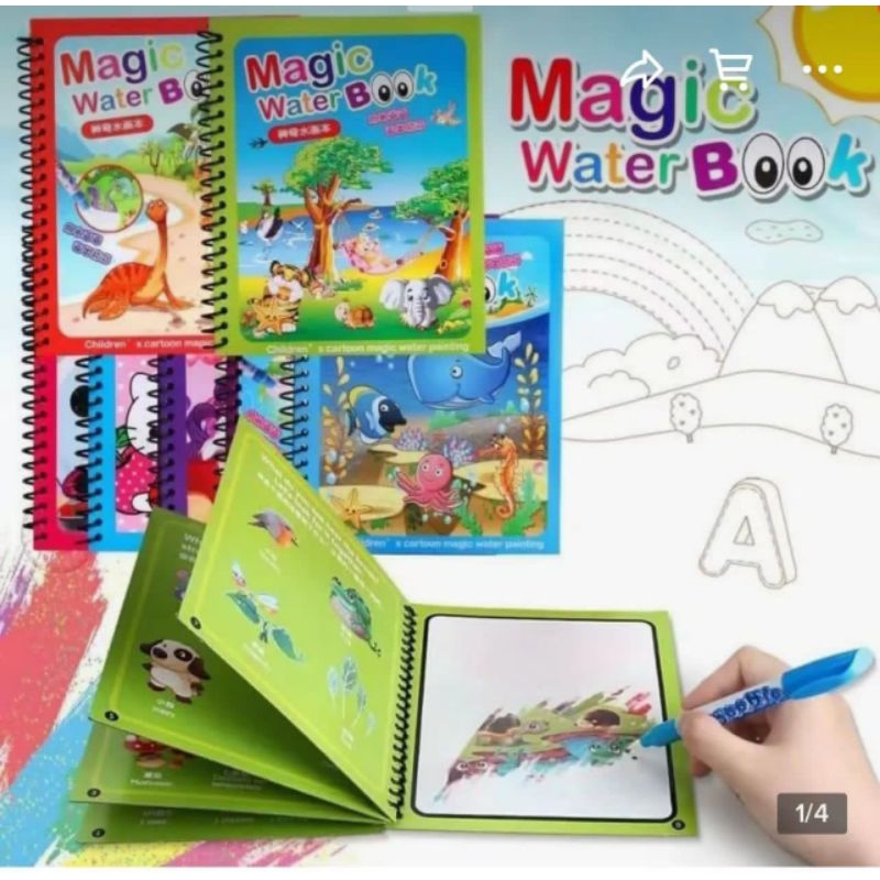 Jual Magic water book buku gambar mewarnai anak magic watter pen ...