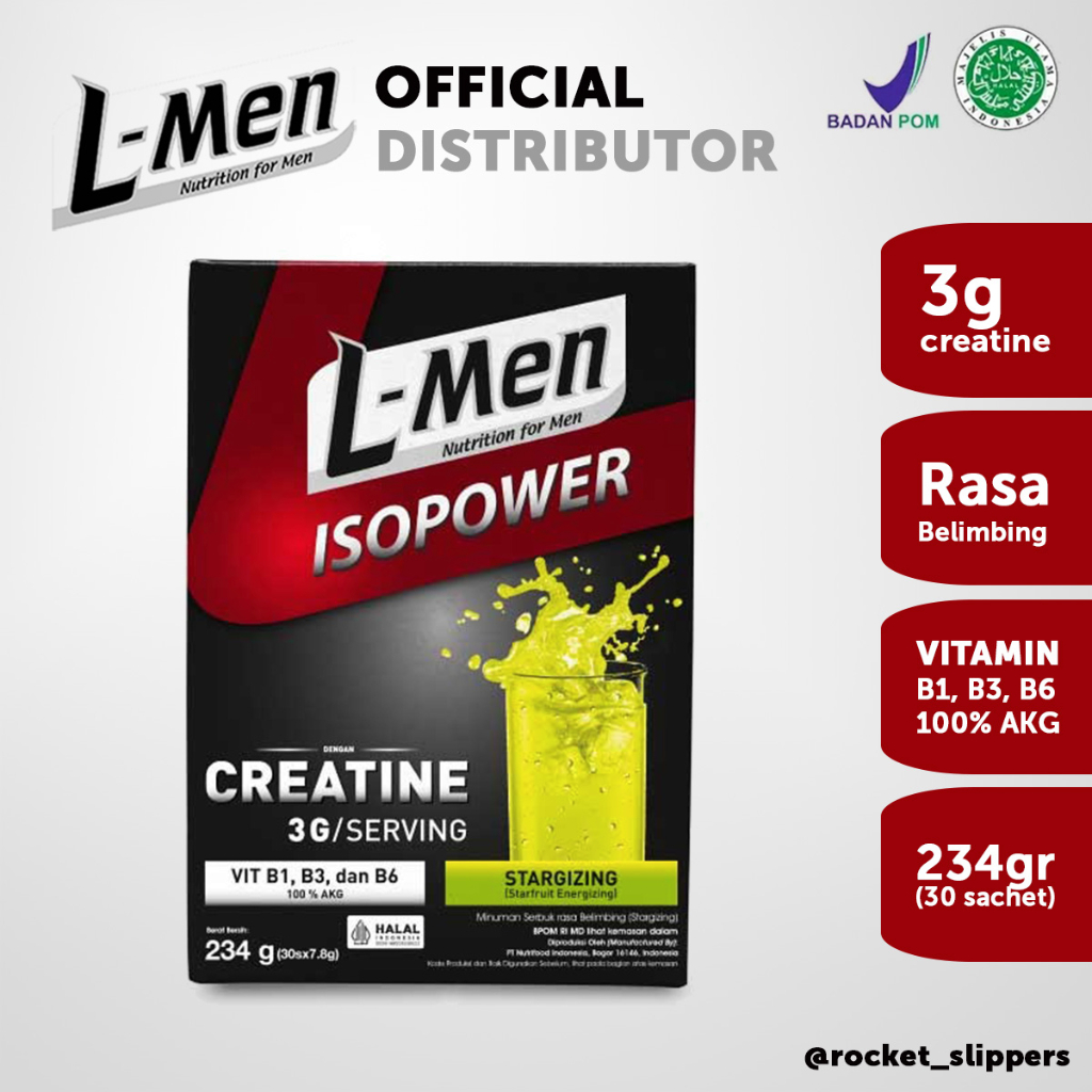 Jual L-men LMen Isopower 1 BOX isi 30 sachet Stargizing Creatine ...